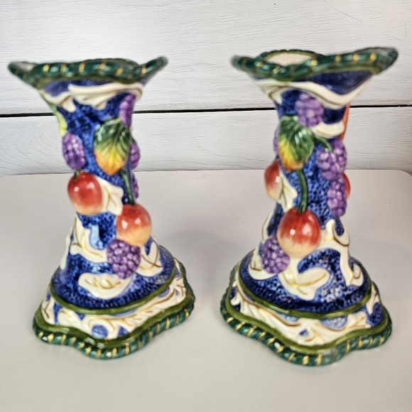 Fitz and Floyd | Accents | Vintage Fitz And Floyd Candle Holders Florentine Fruit Design ...